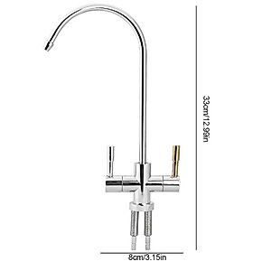 HOT Cold Double Holes Faucet Tap,plplaaoo Drinking Water Faucet,1/4inch Double Holes Sink Faucet Tap Chrome Reverse Osmosis RO Drinking Water Filter Fits All Under Counter Water Filter Systems.,