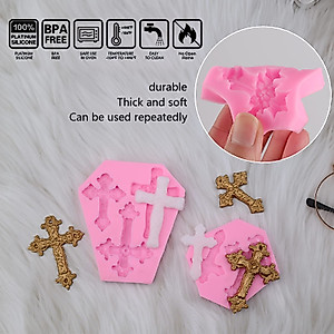 3 Pcs Cross Molds Silicone, Cross Silicone Molds for Chocolate Cake Fondant Candy Clay Cupcake Candle Baptism