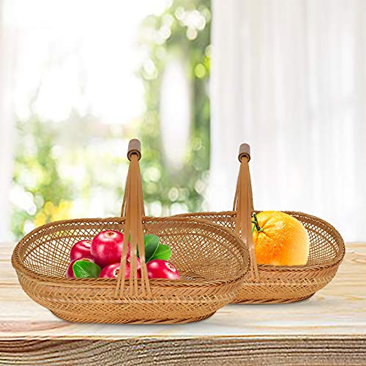 UHBGT Large Storage Wicker Basket Gift Baskets with Handle Willow Woven Picnic Basket Easter Candy Basket Egg Gathering Wedding Basket