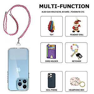 Cell Phone Lanyard for Around The Neck, Universal 2 Pcs Phone Crossbody Lanyard + 2 Pcs Patch, Multifuctional Adjustable Nylon Neck Strap for Women Compatible with Most Smartphones (PinkWhite&Black)