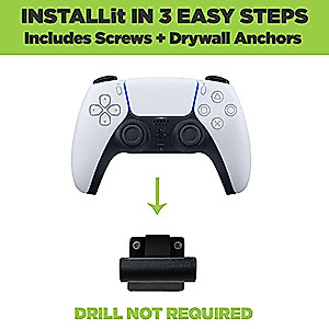 HIDEit Mounts Uni-C Pro Black Rubber Dipped Steel Wall Mount for Playstation Controller, Gaming Accessory Compatible with Playstation 5 Controllers and Playstation 4 Controllers