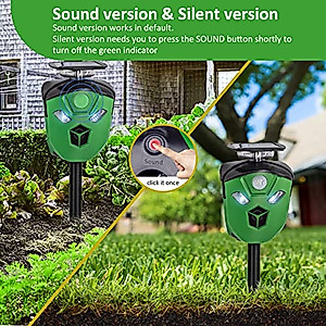 Careland 360° Solar Ultrasonic Animal Repellent with Motion Sensor Cat Dog Repellent Squirrel Raccoon Deer Deterrent Chaser Protect Farm Garden Yard Pond