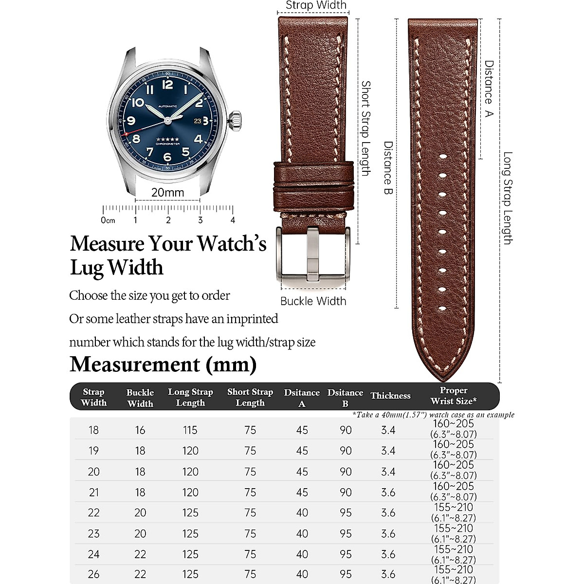 REZERO Leather Watch Bands, Handmade Watch Straps, Italian Top Grain Soft Leather Watch Bands Replacement, Vegetable-Tanned & Oil-Waxed Watch Bracelets 18/19/20/21/22/23/24/26mm for Men, Women