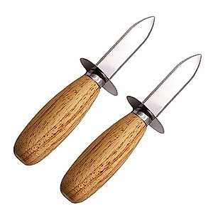 Angoily Seafood Tools 2pcs Stainless Steel Oyster Knife Oyster Shucker Shell Cutter Kitchen Supplies Stainless Steel, Wood Shelled Shell Knife Oyster Shucking Tools Oyster Cutter