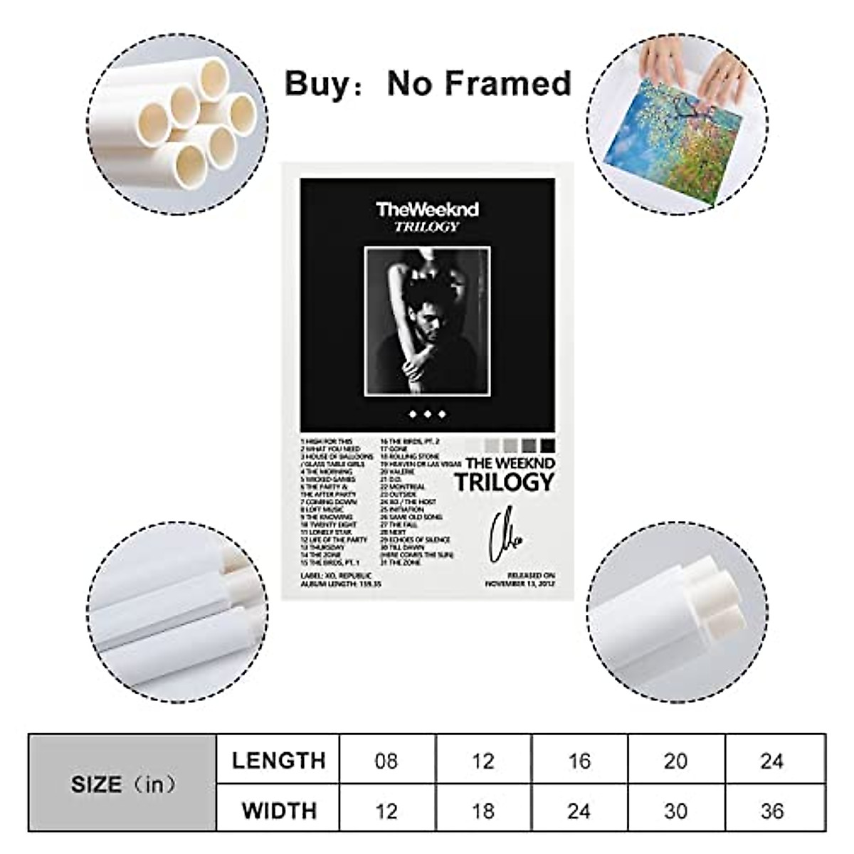 The Weeknd Poster Trilogy Album Cover Poster for Boys Room Canvas Wall Art Bedroom Decor 16x24inch(40x60cm)