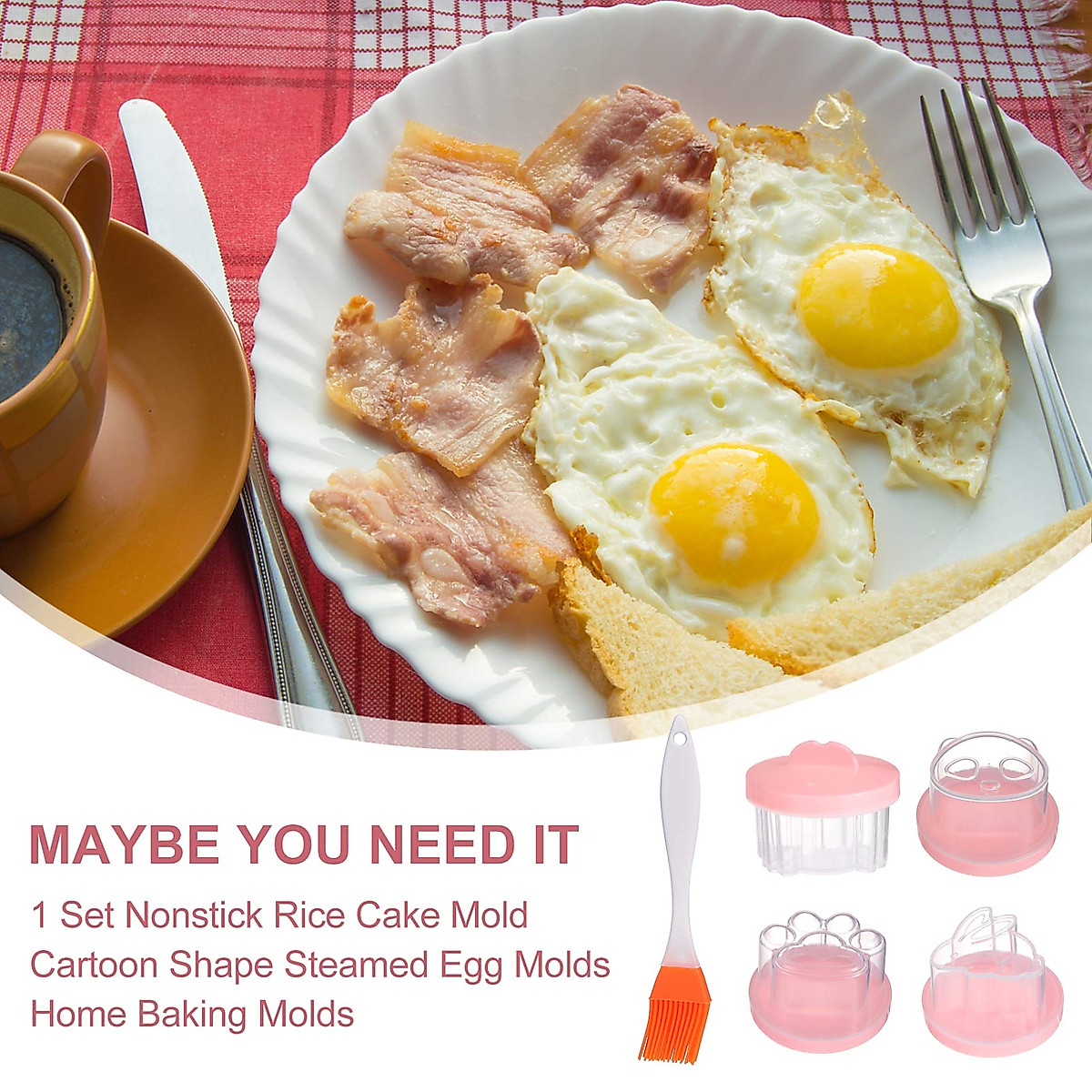 Hemoton 4pcs Egg Poacher Cups Egg Bites Mold Egg Steam Poacher Cooker Breakfast Cooking Utensil For Hard Boiled Poached Scrambled Eggs Kitchen Tools with Brush Pink