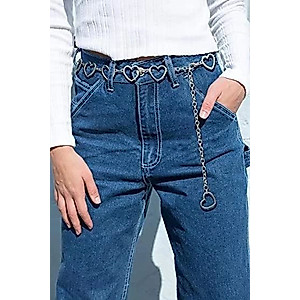 Zhang shine Fashion Long Tassel Love Hearts Pendant Silver Metal Waist Chain Women Adjustable Body Link Belts Body Belly Jewelry for Jeans Dresses