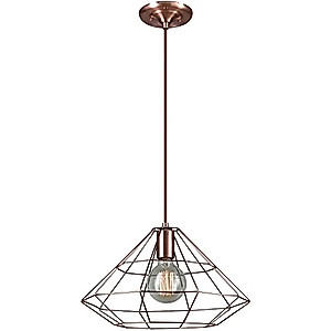 Novogratz x Globe Mahek 1-Light Cage Pendant, Copper, Satin Finish 65218