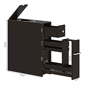 Spirich Home Slim Bathroom Storage Cabinet, Free Standing Toilet Paper Holder, Bathroom Cabinet Slide Out Drawer, Espresso