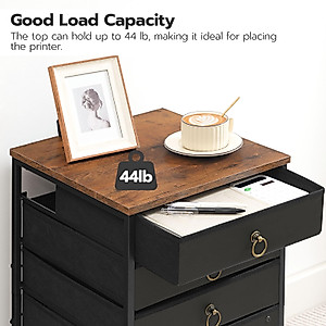 HOOBRO 4-Drawer Mobile File Cabinet, Rolling Printer Stand with drawers, Under Desk Rolling File Cabinets for Home Office, A4/Letter Size, Nonwovens Drawer, Easy Assembly, Black BFK40WJ01