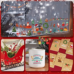 WANDIC 16 Sheets Rub On Transfer Stickers, Christmas Theme Stickers Aesthetic Decor Transfer Stickers for Scrapbook Journal Planner Album,4 * 6in