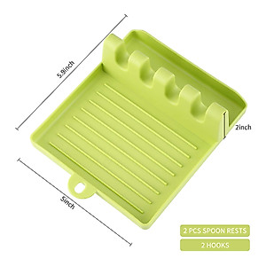 Haryeer Rest For Stove Top With Drip Pad(Two Pack) Kitchen Utensil Holder For Spoons, Food Safe Haryeer Rest Utensil Holder For Counter Top, Spoons, Ladles, Tongs