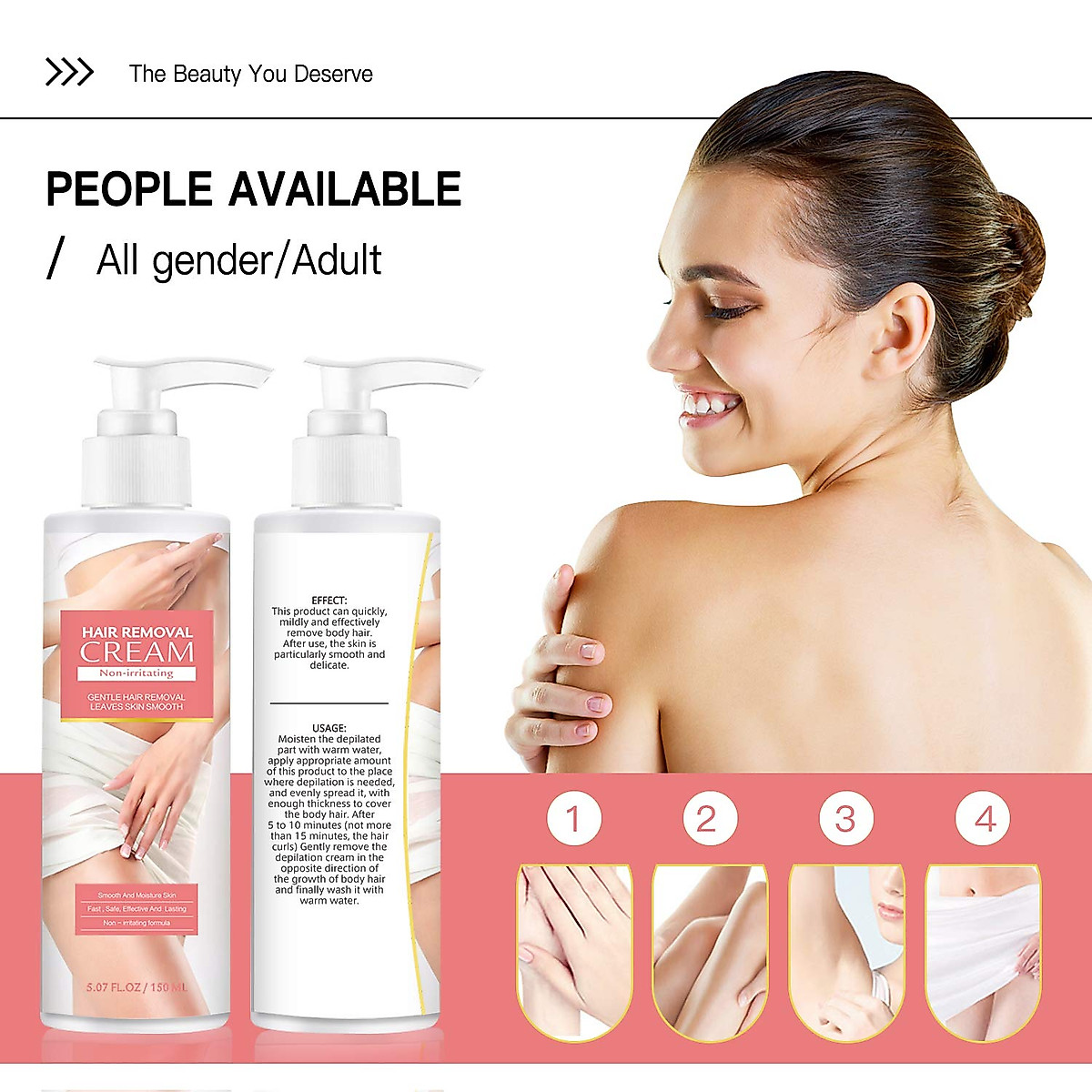 Hair Removal Cream, Lifelj Hair Remover Cream for Women and Men,Depilatory Cream,Hair Inhibitor, Skin Friendly Painless for Face, Arm, Leg, Armpit