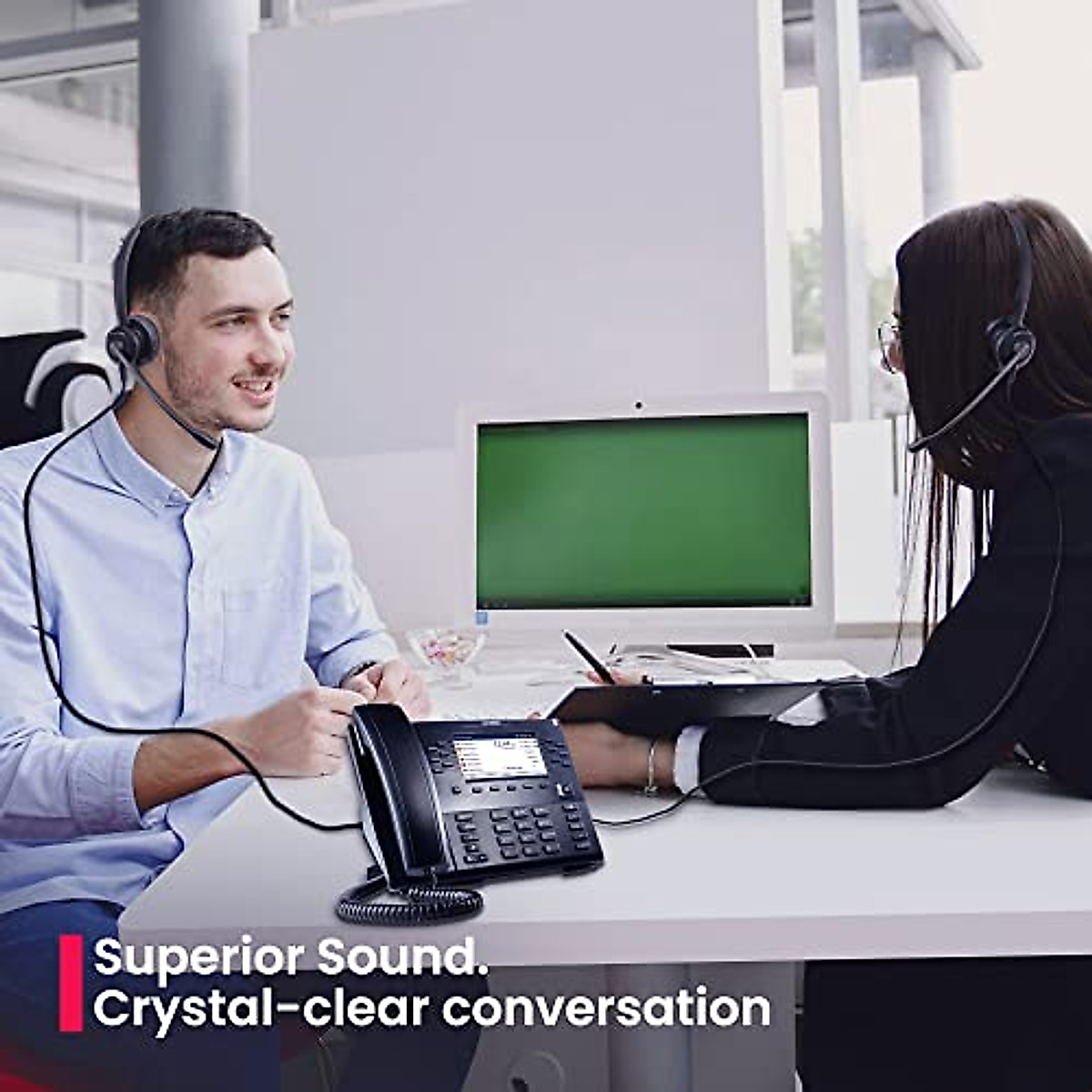 XS 825 Headset Bundle for Training, Coaching, Monitoring, Supervising, Onboarding - Compatible Deskphones Include Avaya, Yealink, Polycom, Cisco, Mitel, Nortel, Toshiba (Stereo, Basic Bundle)