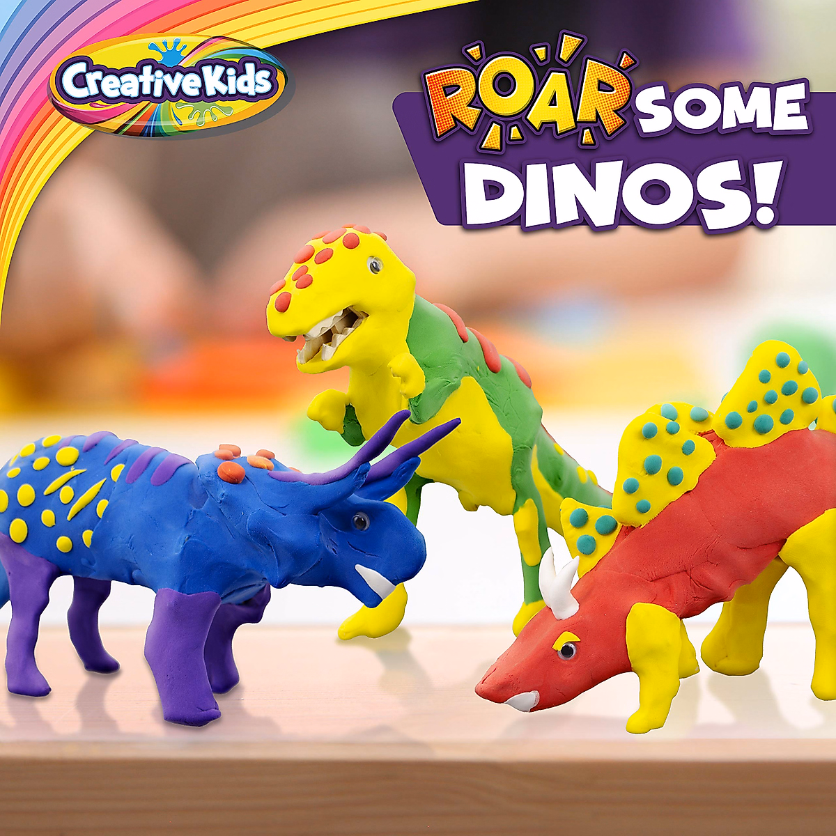 Creative Kids Dinosaur Air Dry Clay Kit for Kids - Build 3 Dinosaur Toys with Modeling Clay - Arts Crafts for Kids Ages 4-8 - Make Build Your Own Craft Dino STEM Models for Boys Girls