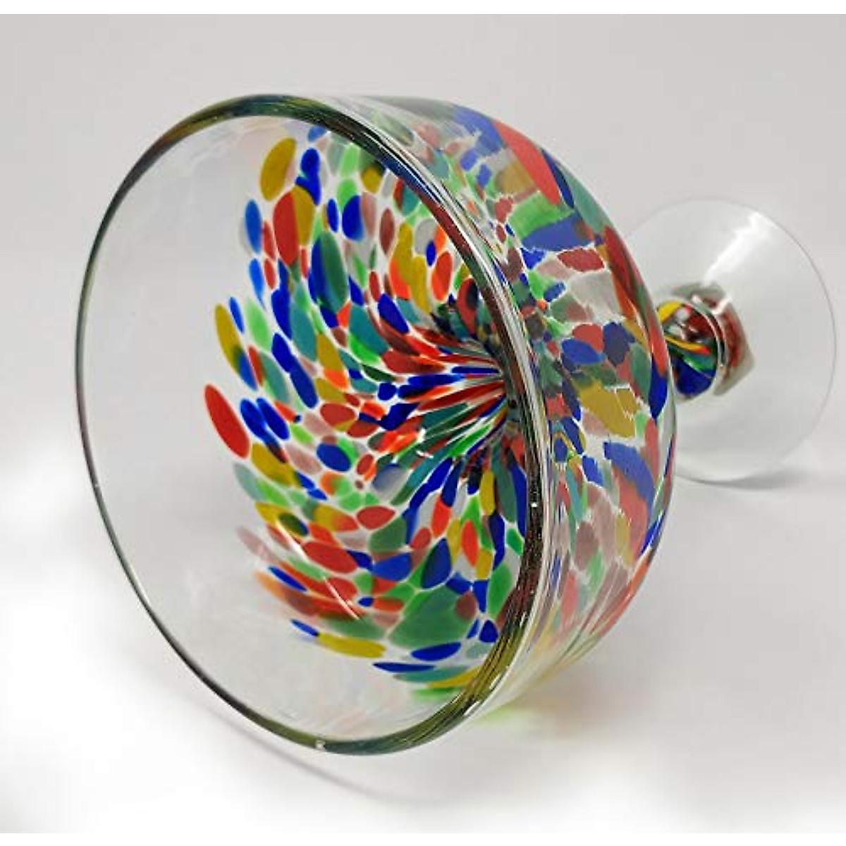 Mexican Hand Blown Glass – Set of 4 Hand Blown Margarita Glasses Confetti Carmen (16 oz)