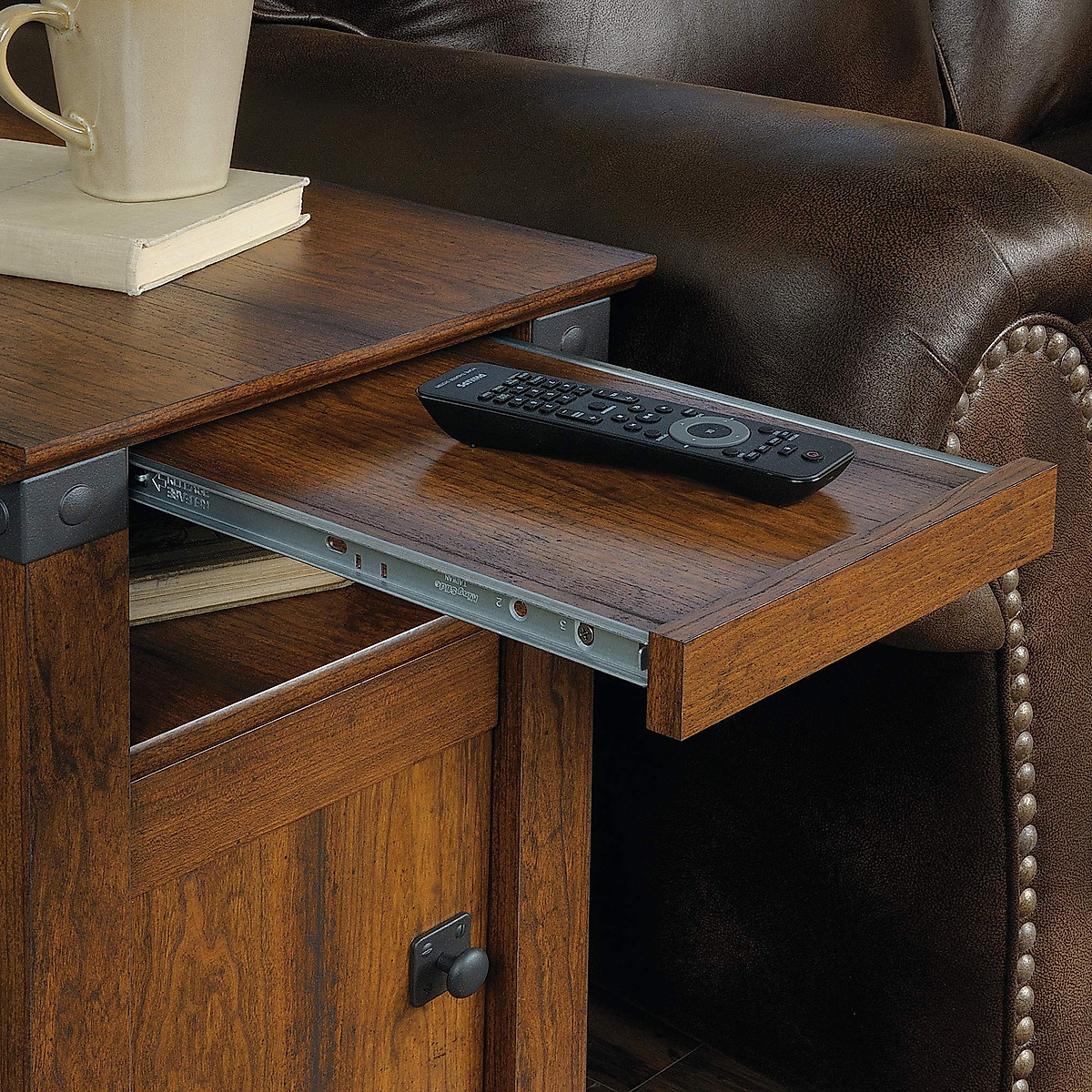 Sauder Carson Forge Side Table, Washington Cherry finish