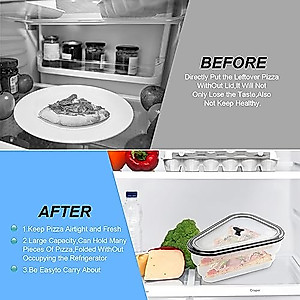 Pizza Storage Container Collapsible,Expandable Pizza Slice Container With lid Silicone Adjustable leftover Pizza Box Set with 6 Microwavable Serving Trays,Organization and Space Saver Reusable (1PACK-Black)