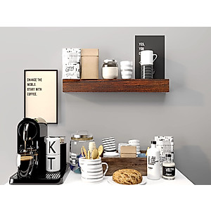 WELLAND 36 Inches Rustic Floating Shelf for Living Room, Bathroom, Bedroom & Kitchen, Solid Wood Wall Shelf (36"x6"Dx6 H)