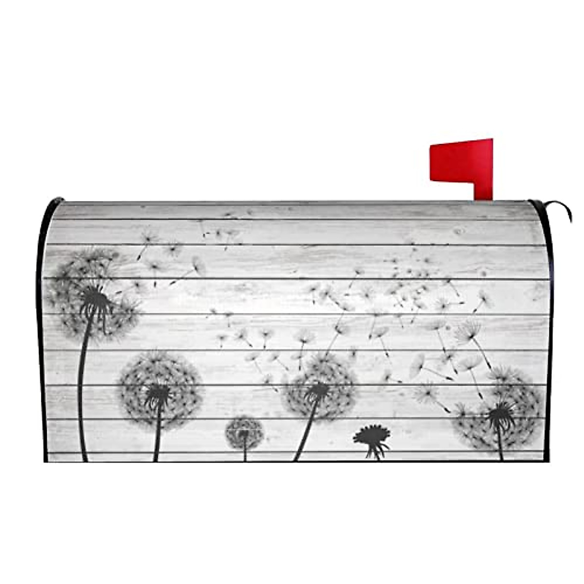 Magnetic Mailbox Cover Retro Country Farmhouse Grey Dandelion Design Post Box Cover Wrap Decoration Garden Outdoor Standard Size 21 x 18 in