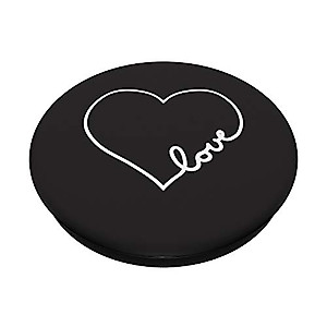 White Heart Love Black PopSockets Swappable PopGrip