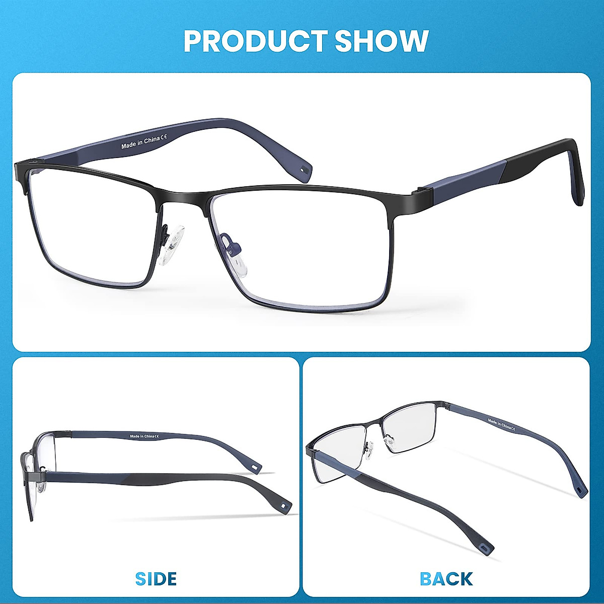 FelixAim Reading Glasses for Men, Blue Light Blocking Metal Readers Men, Lightweight Full Frame Eyeglasses with Spring Hinge