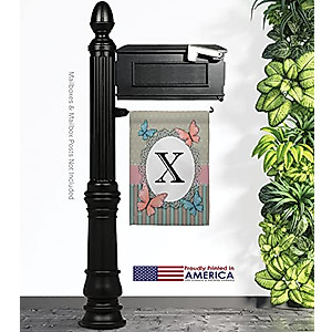 Breeze Decor X Initial Garden Flag Set Mailbox Hanger Monogram Friends Bugs & Frogs Butterfly Ladybugs Dragonfly Bee Springtime Insect Natural Wildlife House Yard Gift Double-Sided, Made in USA