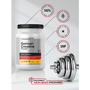 Horbäach German Creatine Powder 1000g | Creapure Monohydrate Powder | Vegetarian, Non-GMO, and Gluten Free Supplement | Promotes Strength & Power