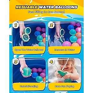 SOPPYCID 20PCS Reusable Water Balloons, Pool Beach Toys for Kids, Summer Fun Outdoor Water Toys Games for Kids Adults Outside Play, Backyard Swimming Pool Party Supplies