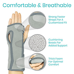 Vive Night Wrist Splint Brace - Left, Right Hand Sleep Support Wrap - Breathable & Lightweight Cushion Compression Arm Stabilizer for Carpal Tunnel, Men, Women, Kids, Tendonitis, Sports Pain