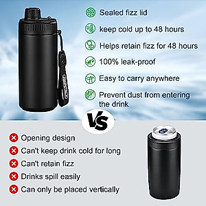 Can Cooler with Spout Lid 3-in-1Insulated Double Wall Vacuum Stainless Steel Beer Can Holder for all 12 oz Slim Can,Regular Can & Drinks Keeps Beverage Cold