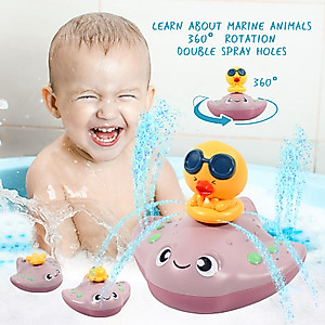 Bath Toys, Whale Bath Toy Sprinkler, Stingray Automatic Spray Water, Induction Sprinkler Bathtub Baby Toys for Infants Toddlers, Pool Bathroom Baby Toy Boys & Girls Gift