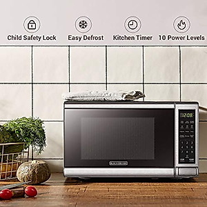 Euhomy Mini Fridge with Freezer, 3.2 Cu.Ft Compact Refrigerator with freezer, 2 Door Mini Fridge & BLACK+DECKER EM720CB7 Digital Microwave Oven with Turntable Push-Button Door, Child Safety