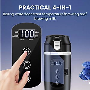DC 12V/24V Car Travel Electric Kettle, 400ml Car Heating Mug with Anti-Spill Lid, Leak-proof, 304 Stainless Steel Liner Portable Coffee Tea Cup Up to 100℃ Variable Temp Control Bottle