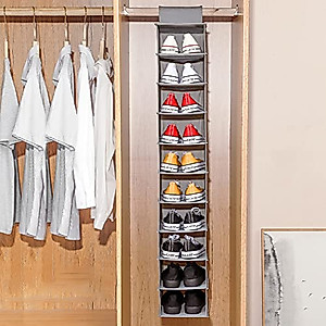 yulumaoyi Hanging Closet Organizer 10 Shelves Closet Organizers and Storage Hanging for Shoe & Cap Storage for Family Baby Room or Nursery Gray (PLNNV-TY)