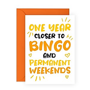 CENTRAL 23 Birthday Cards For Friends - One Year Closer To Bingo - Funny Greeting Cards For Men Women - Witty Humor For Him Her - Best Friend Brother Sister Mom Dad - Comes With Fun Stickers
