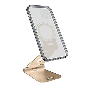 Sonix Magnetic Adjustable Cell Phone Desk Stand Pedestal Compatible with Apple MagSafe (Gold)