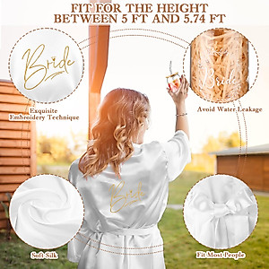 Irenare 8 Pcs Bride Gift Set Robe Cup Makeup Bag Bracelet Scrunchies Card Pen Gift Box for Bridal Shower Wedding Bachelorette(White)