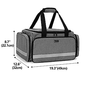 Trunab First Responder Bag Empty, Professional Medical Supplies Bag First Aid Kits Bag with Inner Dividers for Home Health Nurse, Community Care, EMT, EMS, Bag Only, Grey - Patented Design