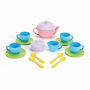 Green Toys Tea Set - BPA / Phthalates Free Play Toys for Gross Motor, Fine Skills Development. Kitchen Toys