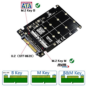 CERRXIAN SFF-8639 NVME U.2 to NGFF M.2 M Key & B Key SSD Adapter for 2280 2260 2242 2230 SSD (Not SATA Interface)