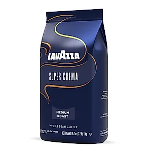 Lavazza Super Crema Whole Bean Coffee Blend, light-Medium Espresso Roast, 2.2 Pound (Pack of 1) ,Premium Quality, Aromatic, Mild and creamy