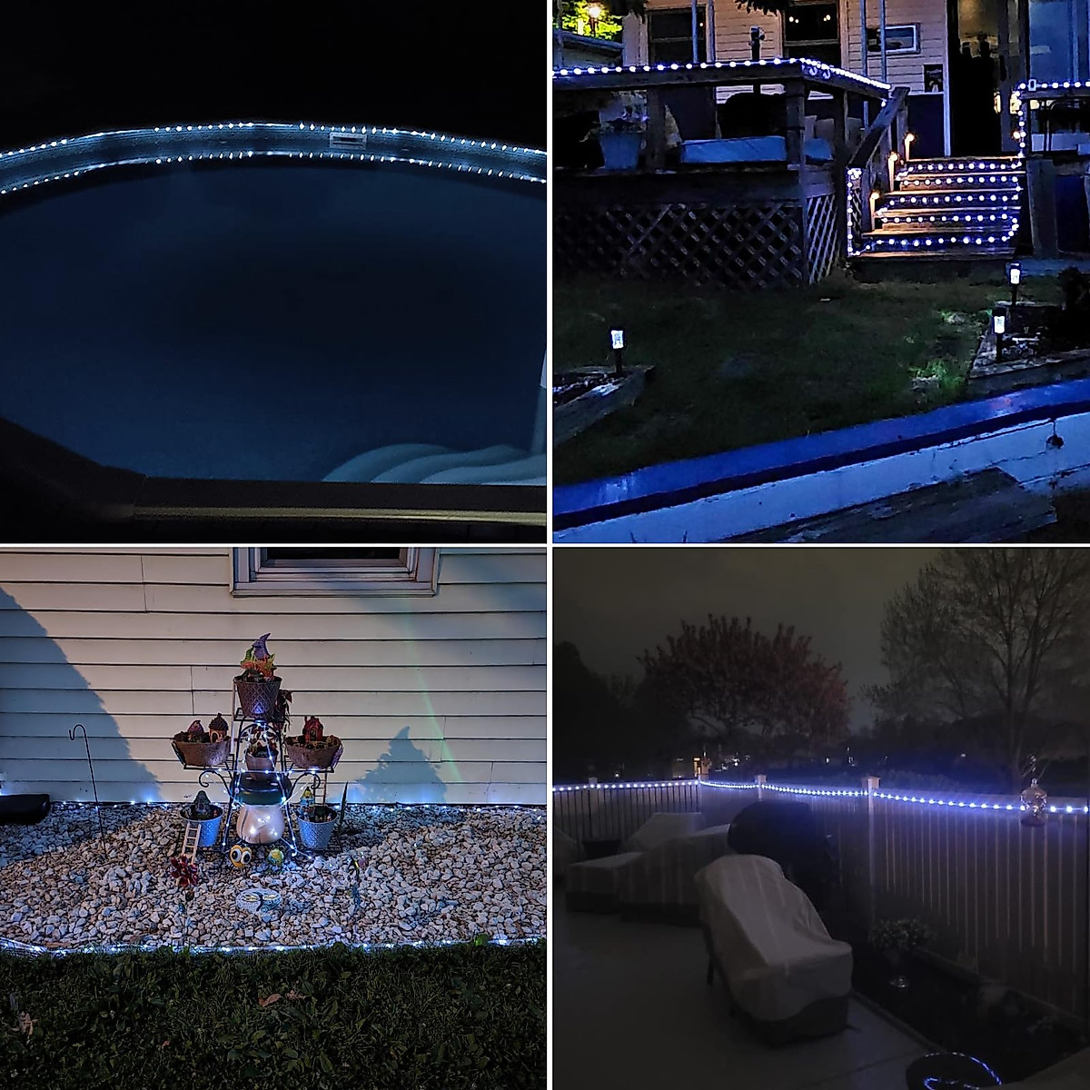 IJG 2 Pack Solar Rope Lights Outdoor Lights, 8 Modes and Timer Clear Tube Each 33ft 100 LED Fairy String Lights for Garden Yard Porch Tree Pool Patio Christmas Home Decoration Light