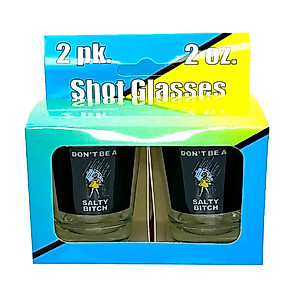 Black Ball Corp. Salty Bitch - 2oz Novelty Shot Glass - 2 Piece Set