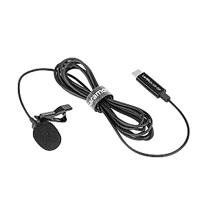 Saramonic Compact Clip-On Omnidirectional Lavalier Microphone Designed for DJI Osmo Pocket & DJI Pocket 2 with 6.6' (2m) Cable & USB-C Connector (LavMicro U3-OP), Black, LAVMICROU3-OP