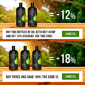 100% Organic MCT Oil for Vegan - Derived only from Non-GMO Hawaiian Coconuts - Includes Omega 3,6,9 and Vitamic C, E (3-in-1) - US Made - Great in Keto Salad Dressings
