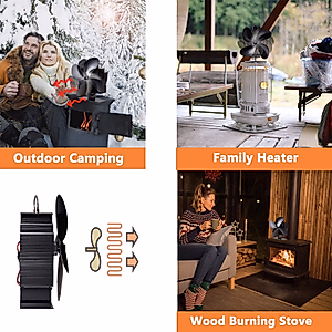 ZapaEsti Wood Stove Fan 4 Blades Silent Operation Wood/Log Burner/Fireplace