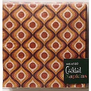 Amber Orange Beverage Cocktail Napkin, Mid Century Modern Barware, Thanksgiving Napkin, Retro Orange Holiday Decor by MODLOUNGE paper company