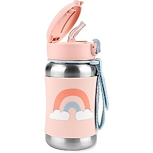 Skip Hop Toddler Sippy Cup with Straw, Sparks Stainless Steel Straw Bottle, Rainbow