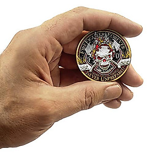 Thin Red Line · Firefighter Forever Challenge Coin with Deluxe Display Tin Box Plus Bonus polishing Cloth - 2 Medallion Set